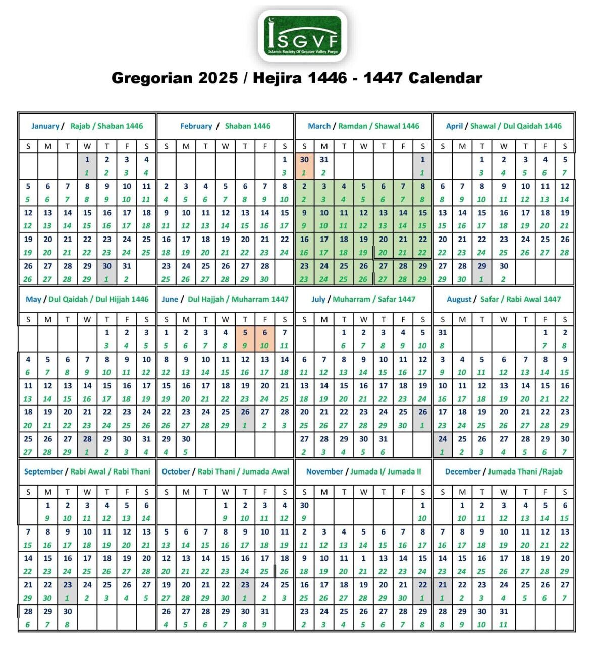 Islamic Calendar - ISGVF
